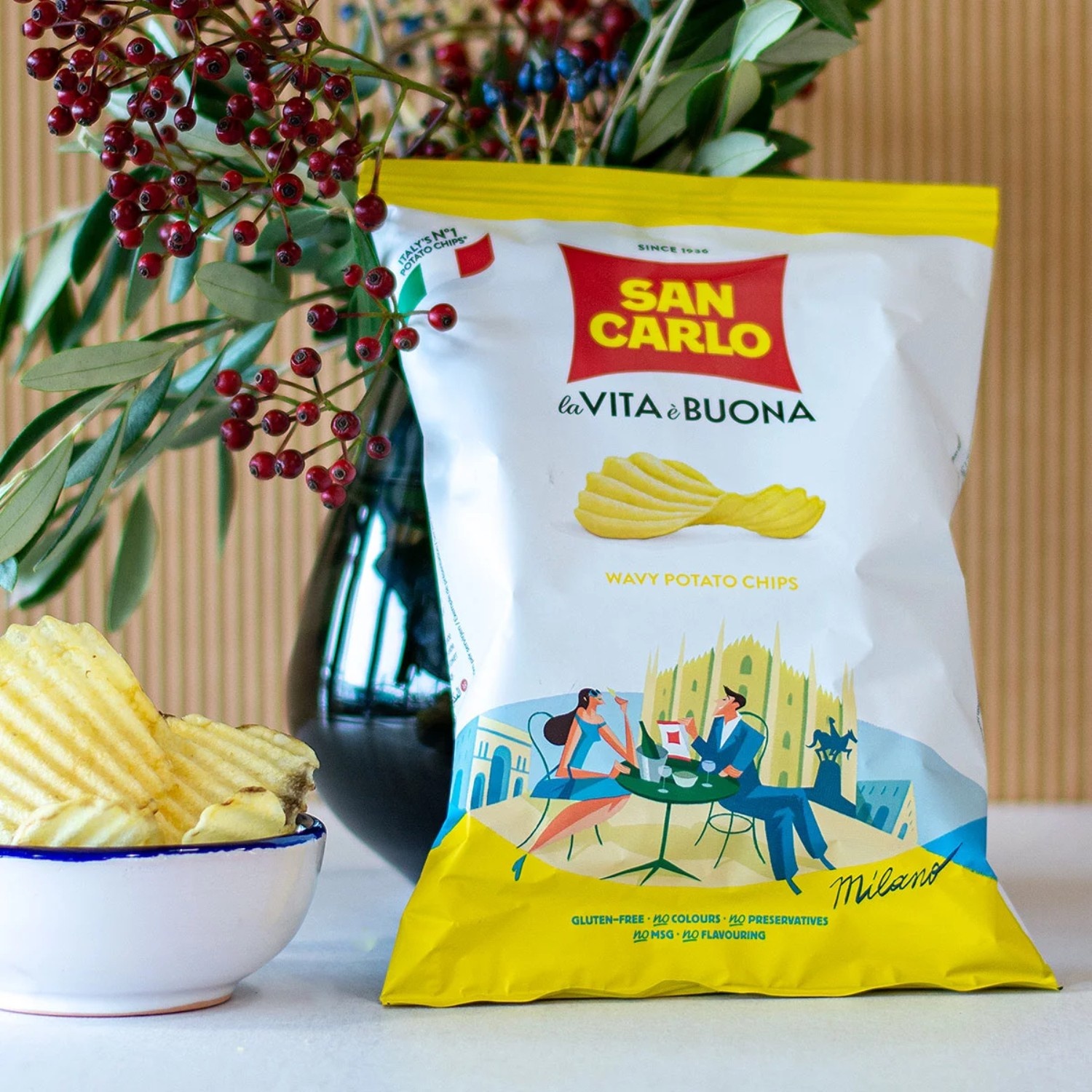 San Carlo Wavy Potato Crisps "Rustica" – 50g | Italian Snack