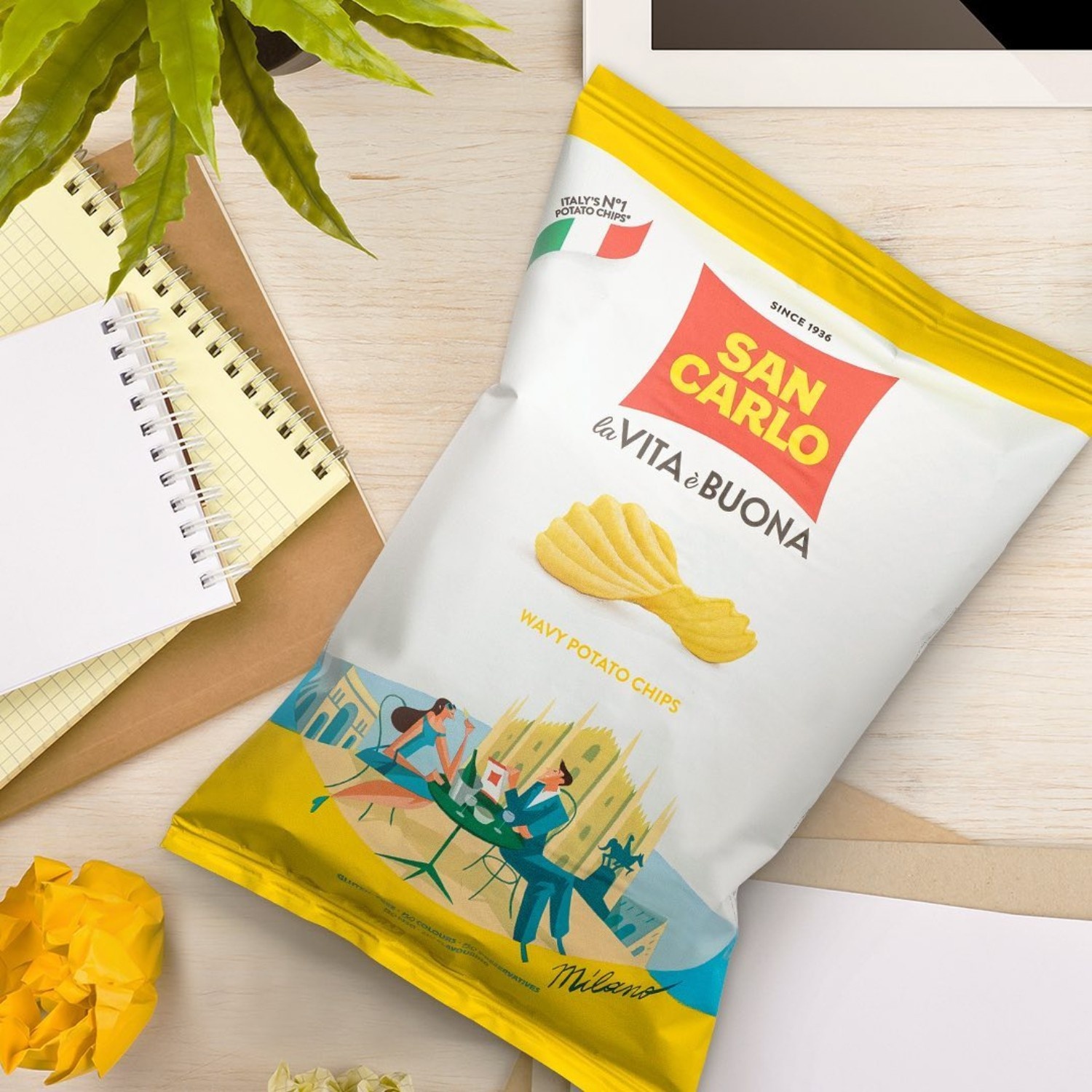 San Carlo Wavy Potato Crisps "Rustica" – 50g | Italian Snack