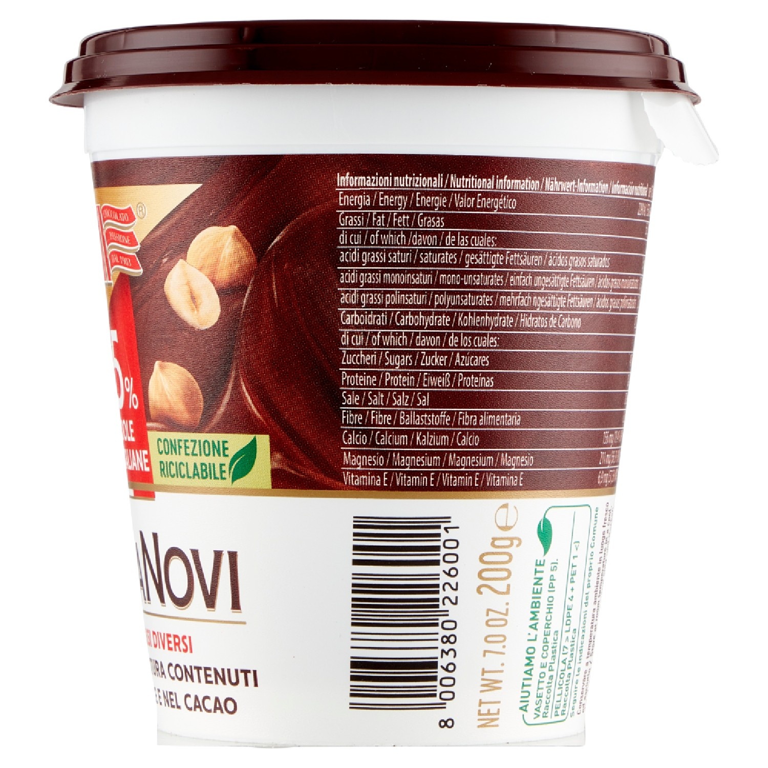 Novi Chocolate & Hazelnut Spread 200g – 45% Hazelnuts