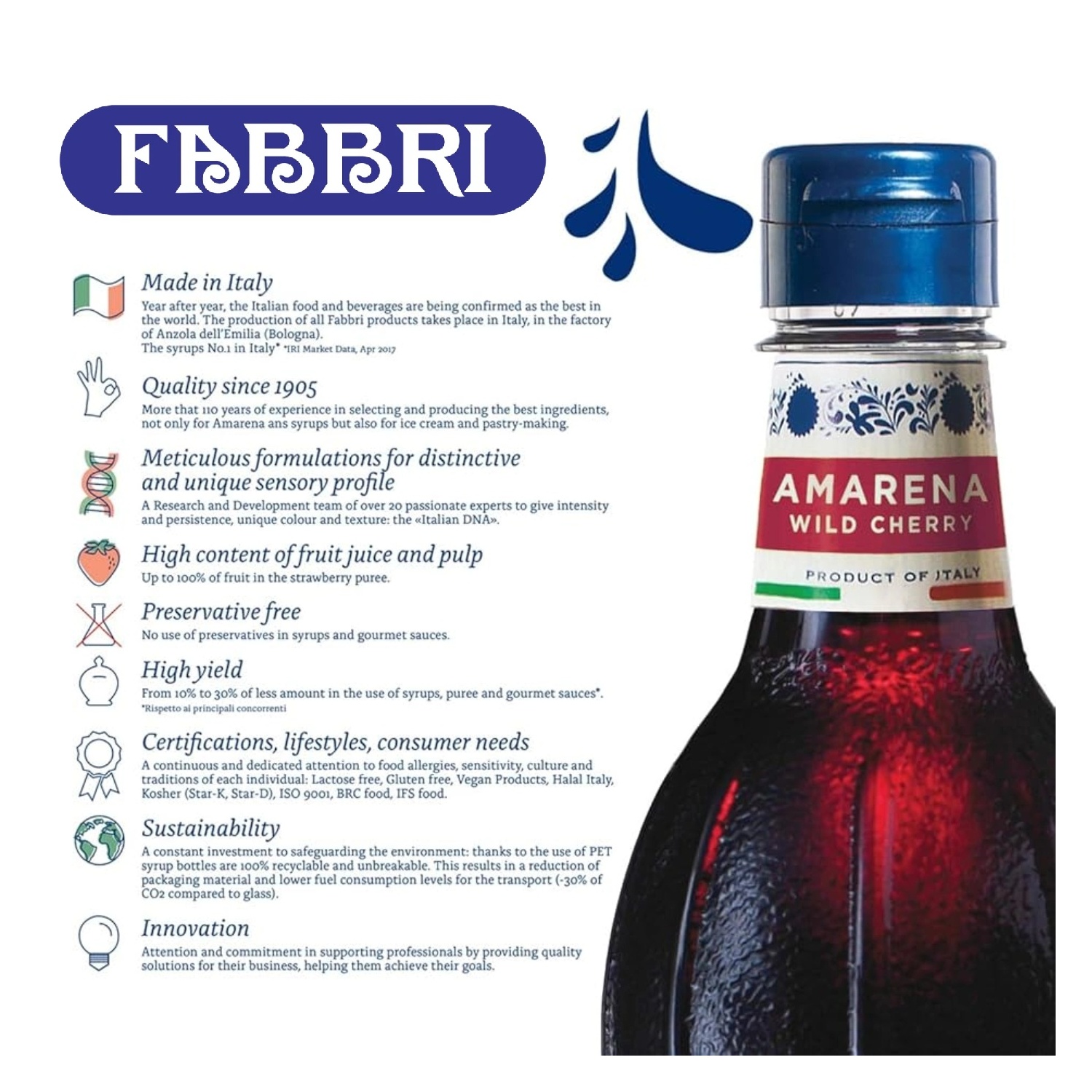 Amarena Fabbri Syrup 560 ml – Gluten Free & Halal
