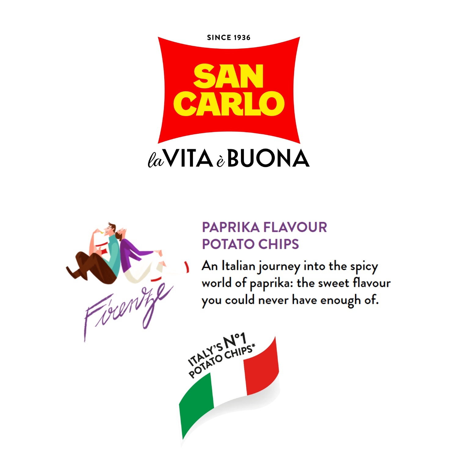 San Carlo Paprika Potato Crisps 50 g – Authentic Italian Snack